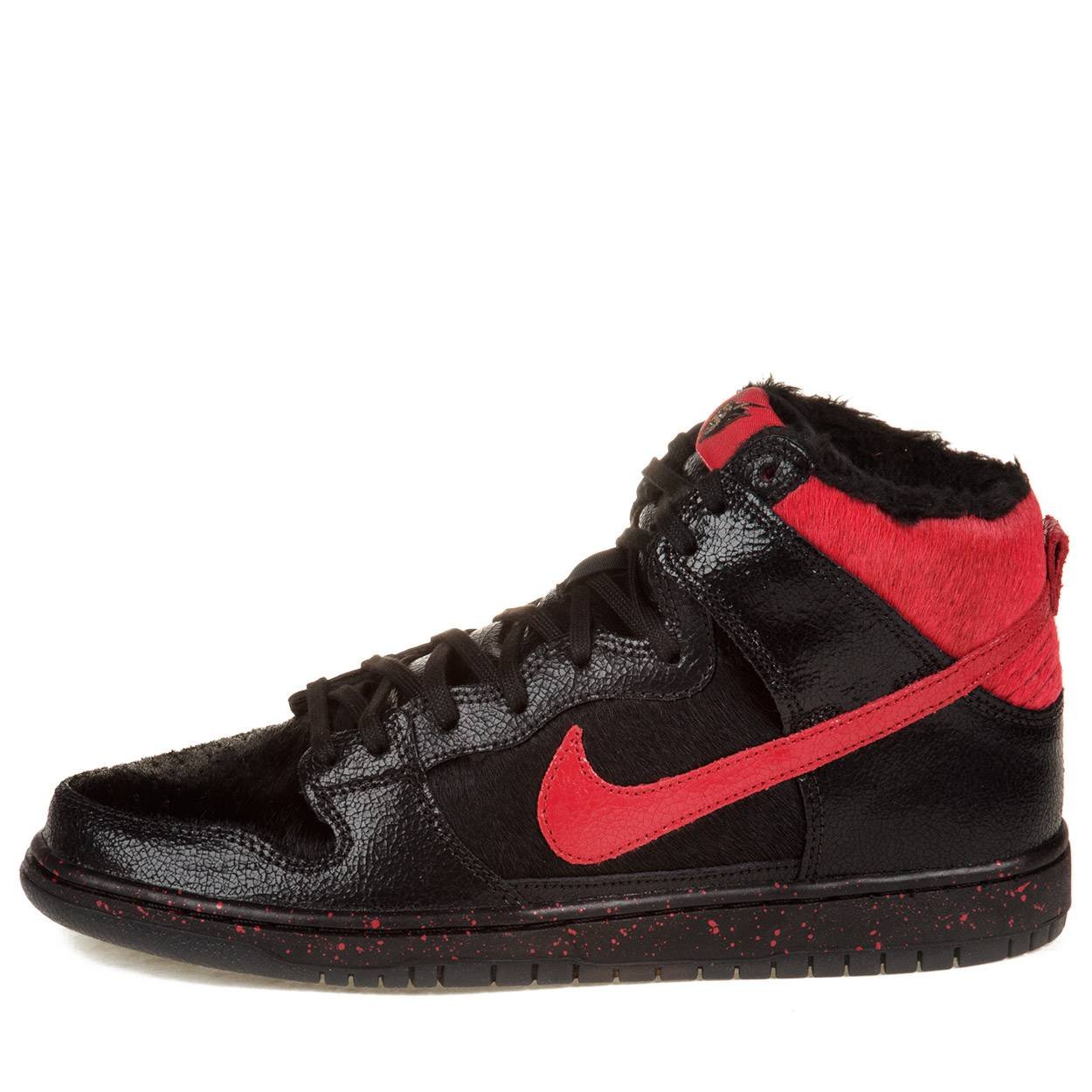 Nike Mens Dunk High Pro Premium SB Krampus Black/Gym Red Synthetic Skateboarding Size 10