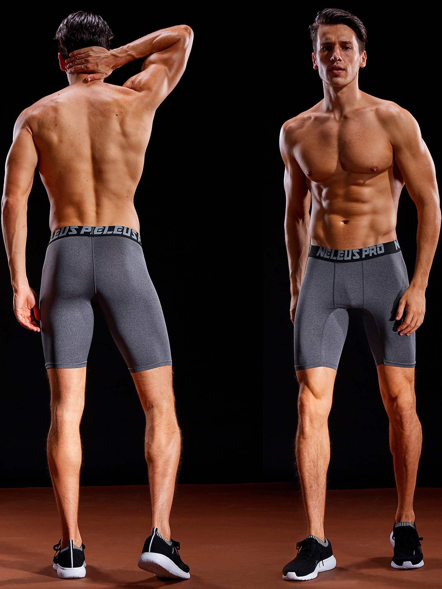 NELEUS Men's 3 Pack Athletic Compression Short,6028,White,Black,Grey,US M,EU L