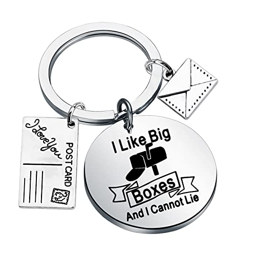 UJIMS Postman Keychain with Postcard Letter Charms Mail Carrier Gift Appreciation Gift for Postal Worker (Postman Keychain)