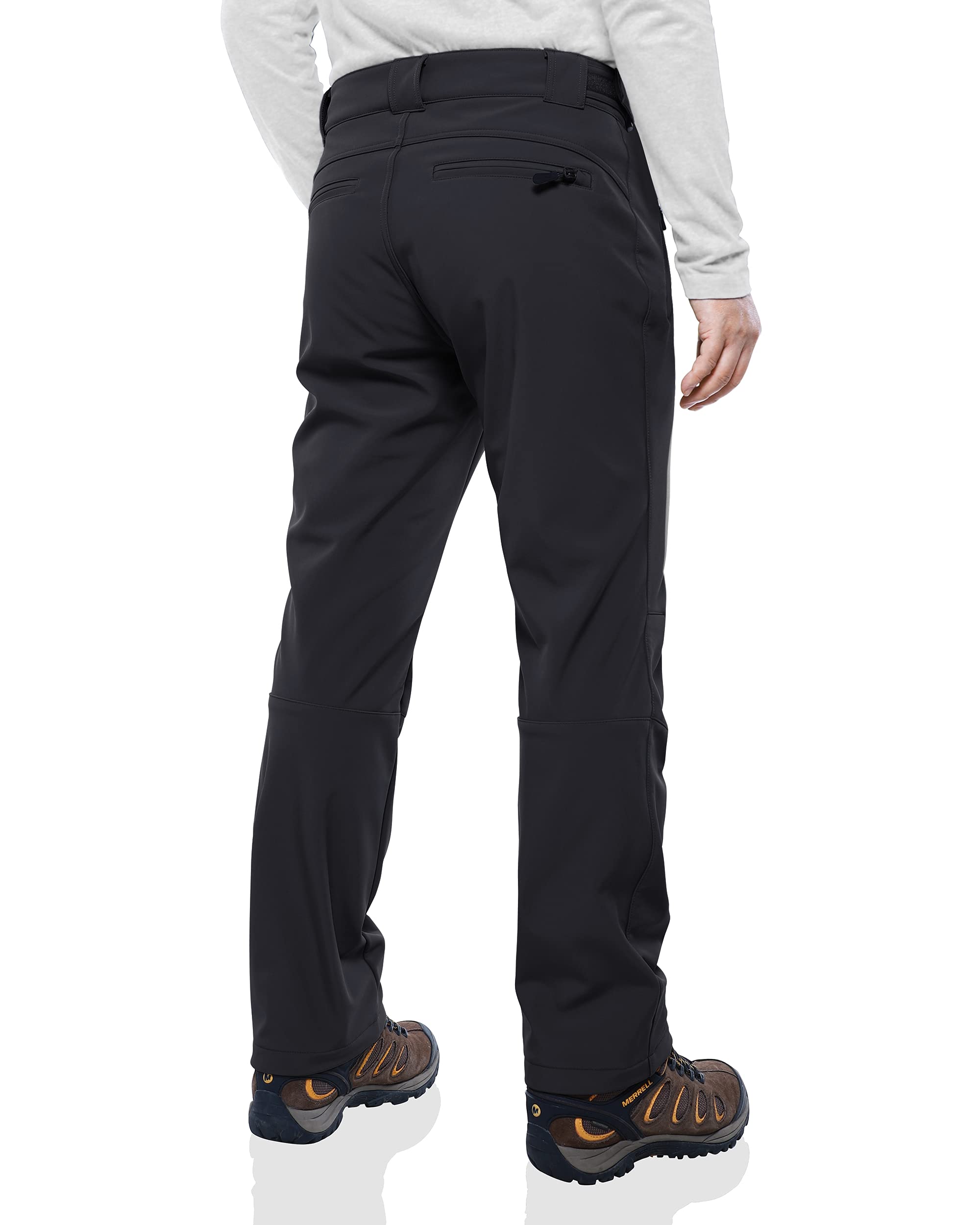 Outdoor Ventures Men's Lite Waterproof Windproof Fleece Lined Warm Hiking Ski Snow Pants Expandable-Waist