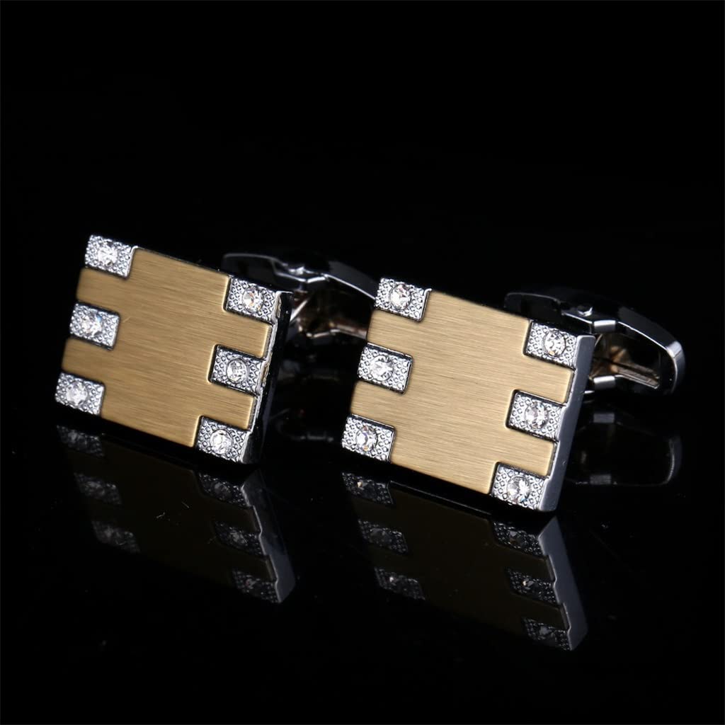 Two Tone Square Business French Cufflinks Silver Metal Diamond Men's Cuff Button Cuff Nails (Color : A, Size : One Size) (A One Size)