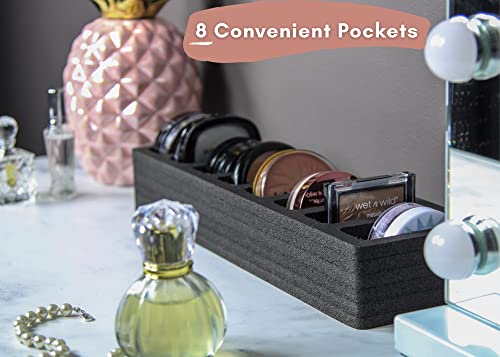 Polar Whale Compact Organizer Stand Premium Durable Black Foam Tray Washable Waterproof Insert Storage for Home Bathroom Bedroom Cosmetic 13.7 x 4.1 x 2 Inches 8 Compartments