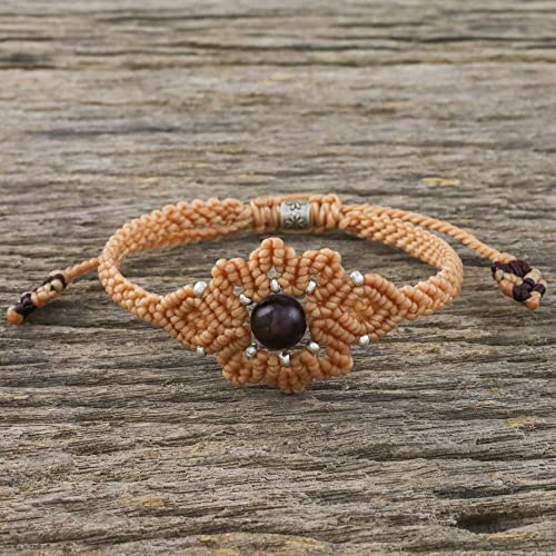 NOVICA Garnet .925 Sterling Silver Bracelet, 7.5" 'Floral Essence'