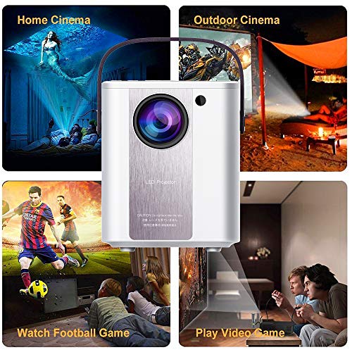 Portable Mini Projector Outdoor 5500Lux Full HD 1080P and 120'' Display Supported,HiFi Speaker Portable Wireless Mirroring Projector for TV Stick/PC/PS4/HDMI Home Theater