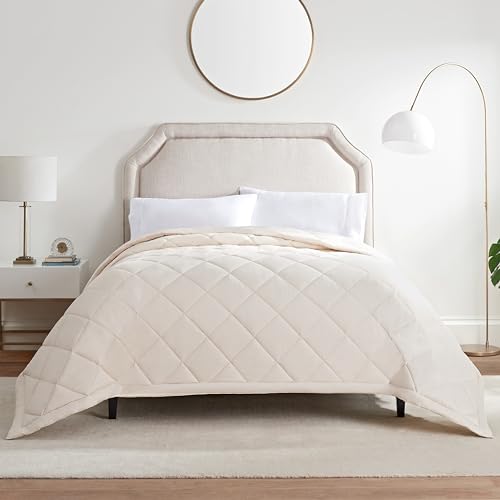 Serta Down Alt Quilt-Stitched Fiber Fill Down Alternative Blanket, King, Ivory
