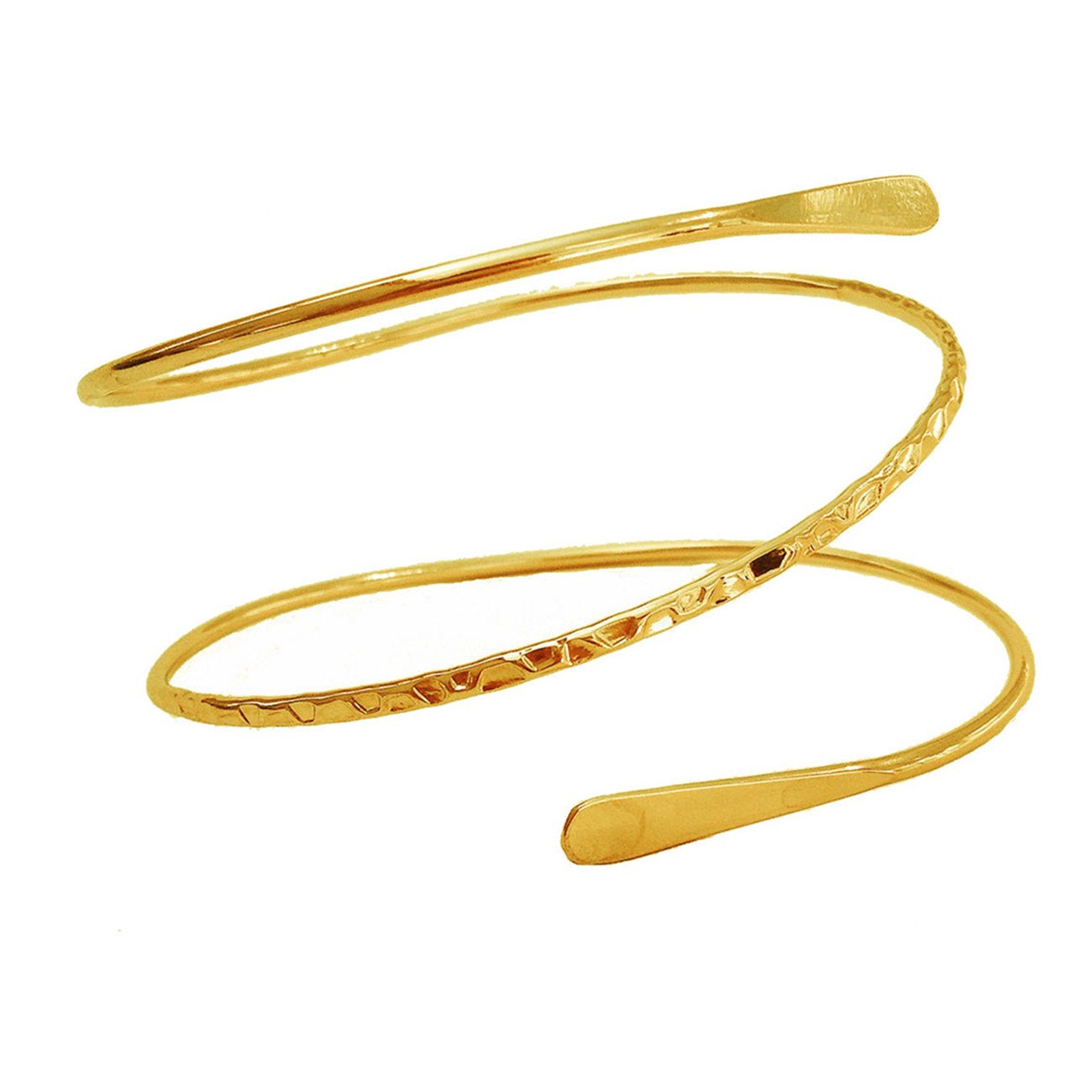 OCTCHOCO Minimalist Gold Metal Coil Upper Arm Cuff Open Arm Bracelet Armlet Armband Bangle for Women Dia 3.7" (Gold)