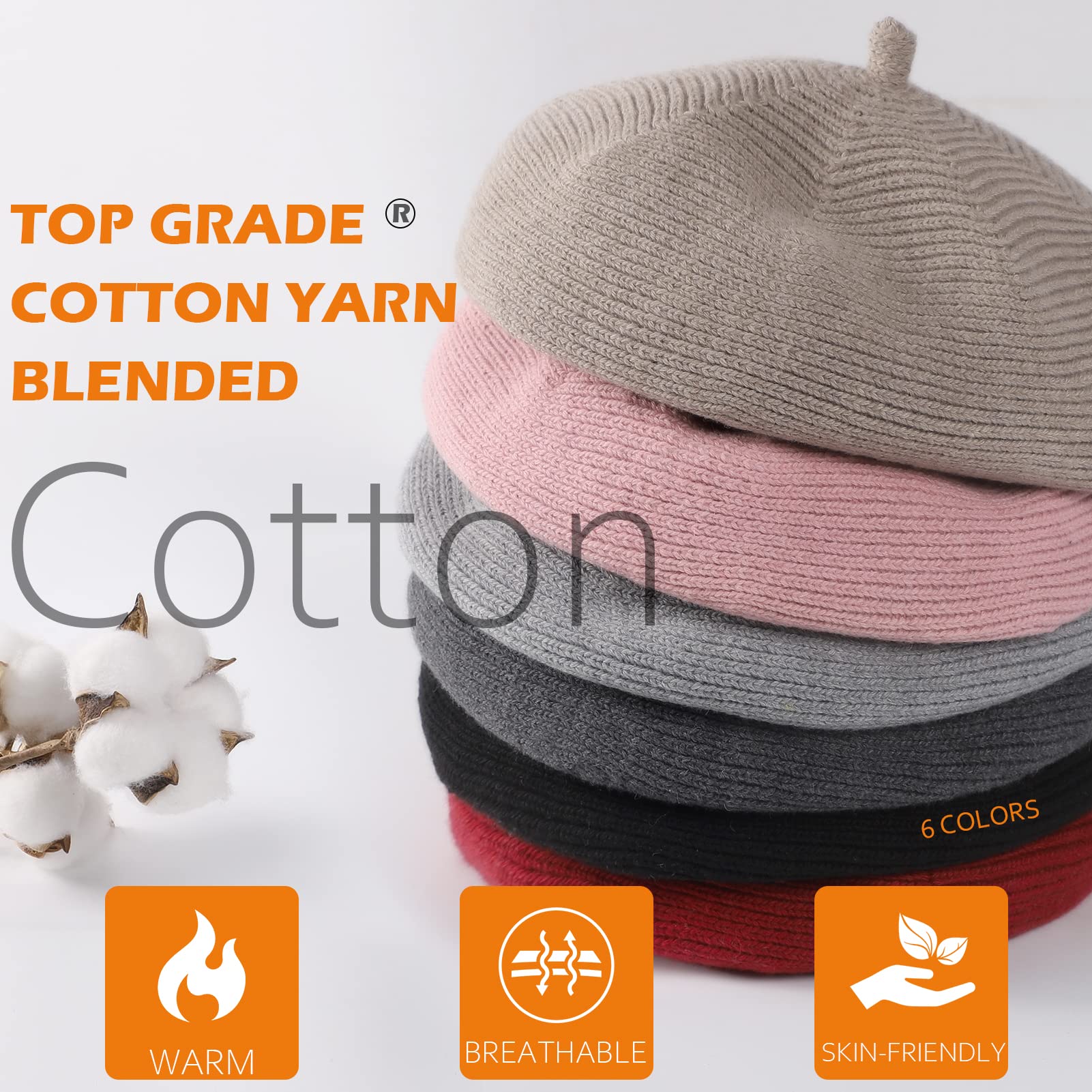 SONMONY Knitted Berets for Women Winter Fall French Hat with Little Tail Solid Color Slouchy Beanie Cap Artist Painter Hat