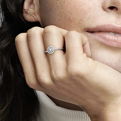 Pandora Elegant Sparkle Ring - Sterling Silver Ring for Women - Layering or Stackable Ring - Gift for Her - Sterling Silver with Clear Cubic Zirconia - Size 7