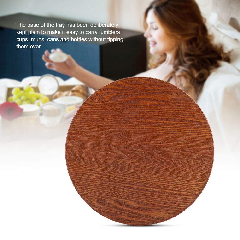 Round Serving Tray, Natural Wood Food Tray for Breakfast, Tea, Coffee Table and Dining Table