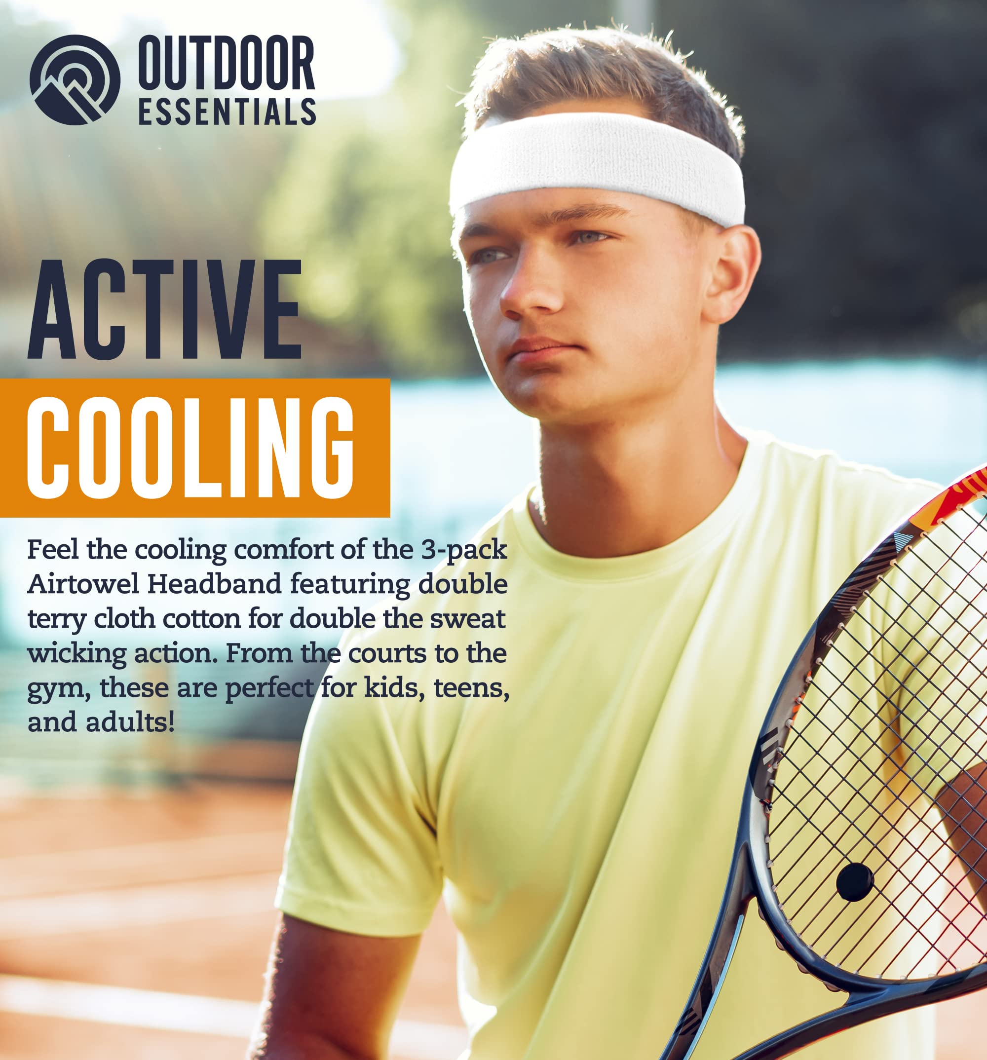 OutdoorEssentials Sweat Bands Headbands Men - Sweatbands for Women - Sports Headband - Sweat Absorbing Headband - Multipack Sweat Head Bands