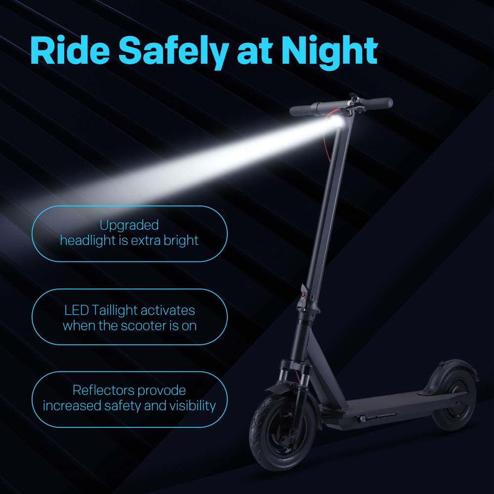 QINGOR Electric Scooter Powerful 350W Motor 10” Solid Tires One-Step Fold for Adults, Upgraded Adult Electric Scooters with Long Range Battery, Lightweight and Foldable for Commute and Travel