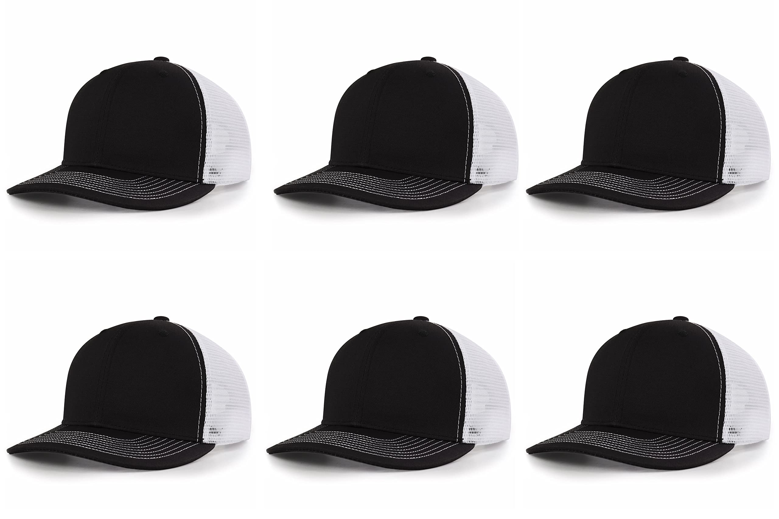 Zoxin 6 Pack Adjustable Snapback Summer Trucker Hats Blank Mesh Back Baseball Caps for Men Women (Black and White)