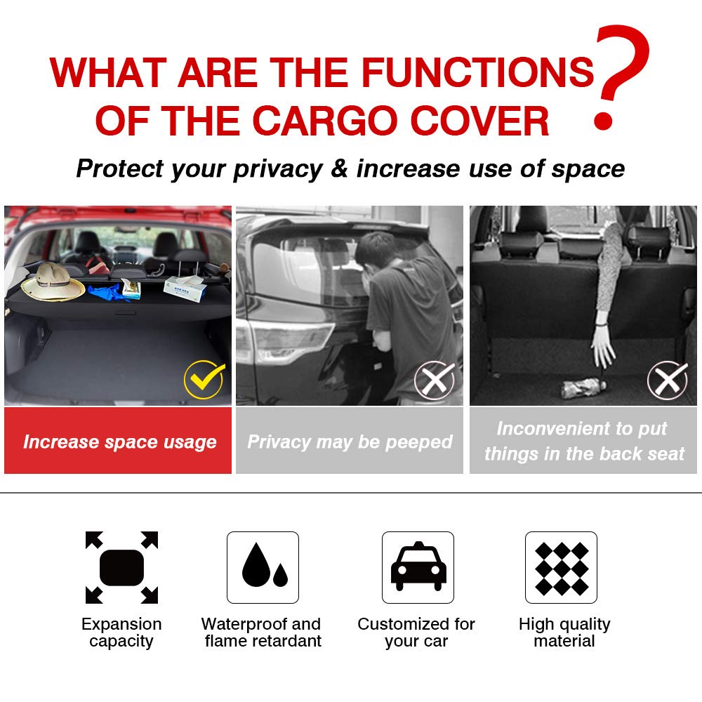 Powerty Compatible with Cargo Cover Subaru Crosstrek and Impreza 2018-2023 Accessories Rear Trunk Security Cover Retractable Trunk Cover Shielding Shade (Not Fit for Plug-in and Hybrid Models)