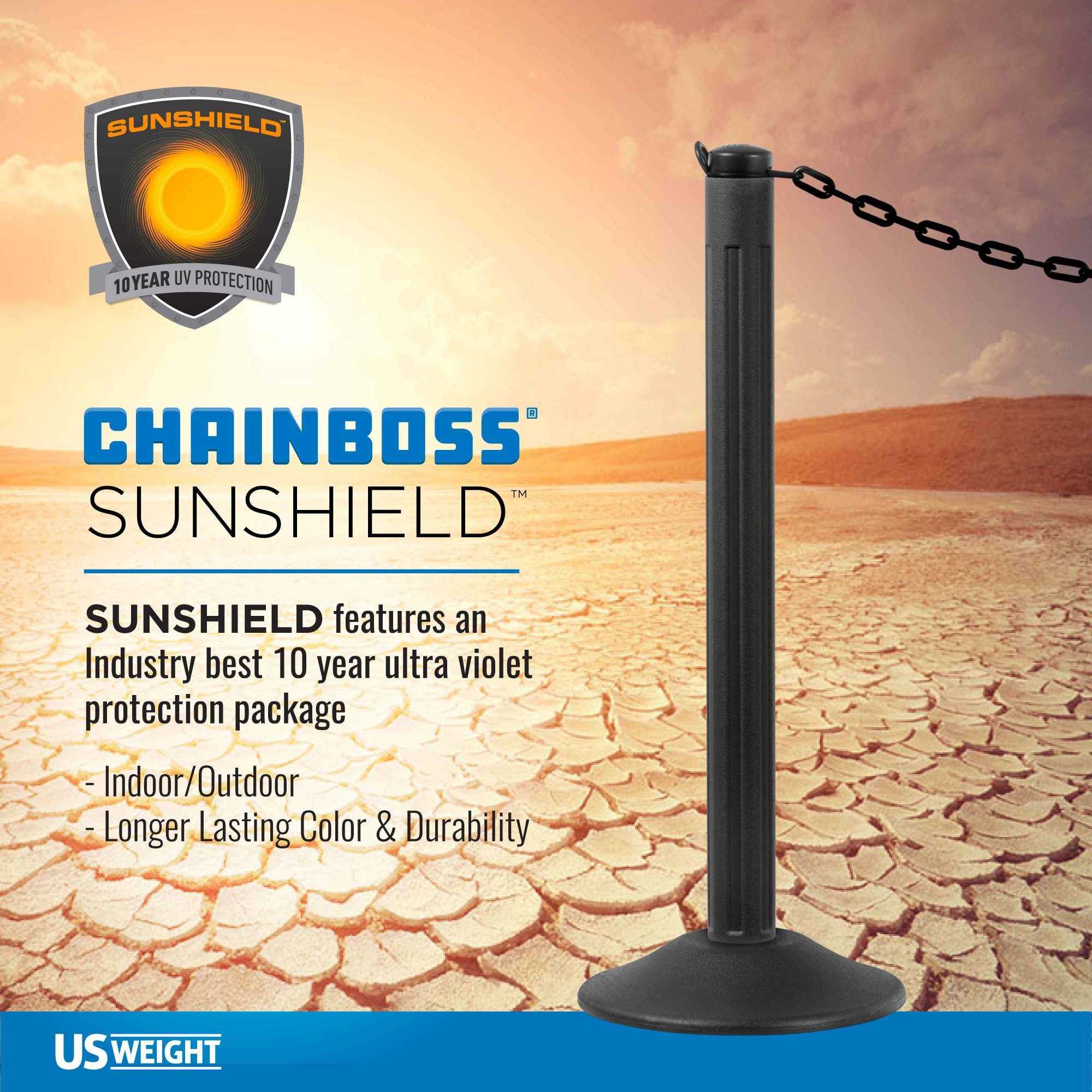US Weight 2" x 25' Safety Green Plastic Chain with SunShield UV Resistant Technology - Durable Plastic Chain Links for Safety Chain Applications - Made in USA