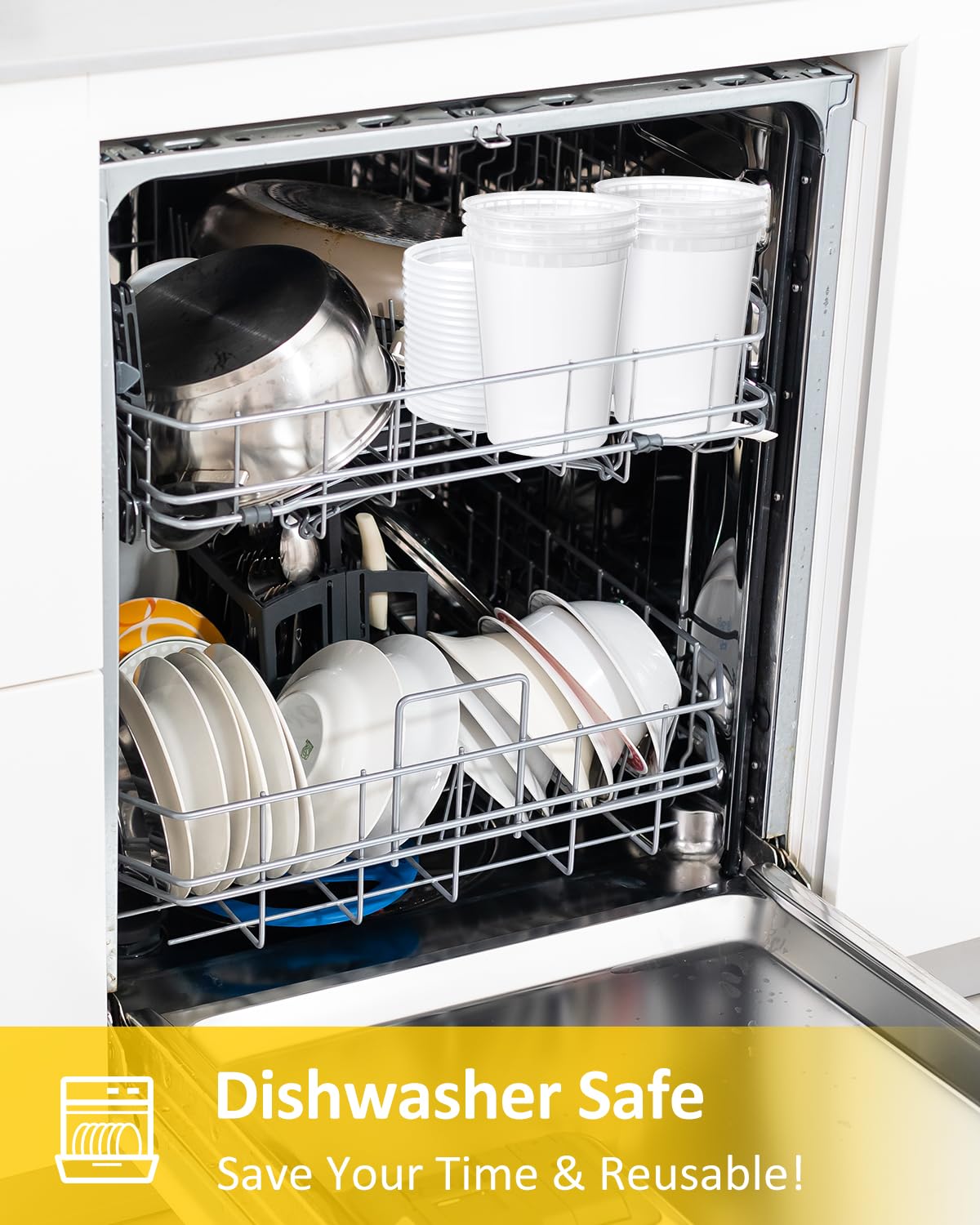 SHOPDAY Deli-Containers-with-Lids-32 Oz [50 Sets] - Plastic-Food-Storage-Containers-with-Airtight-Lids, Freezer-Containers-for-Meal-Prep, BPA-Free-Soup-Containers-for-Overnight Oats, To-Go-Containers