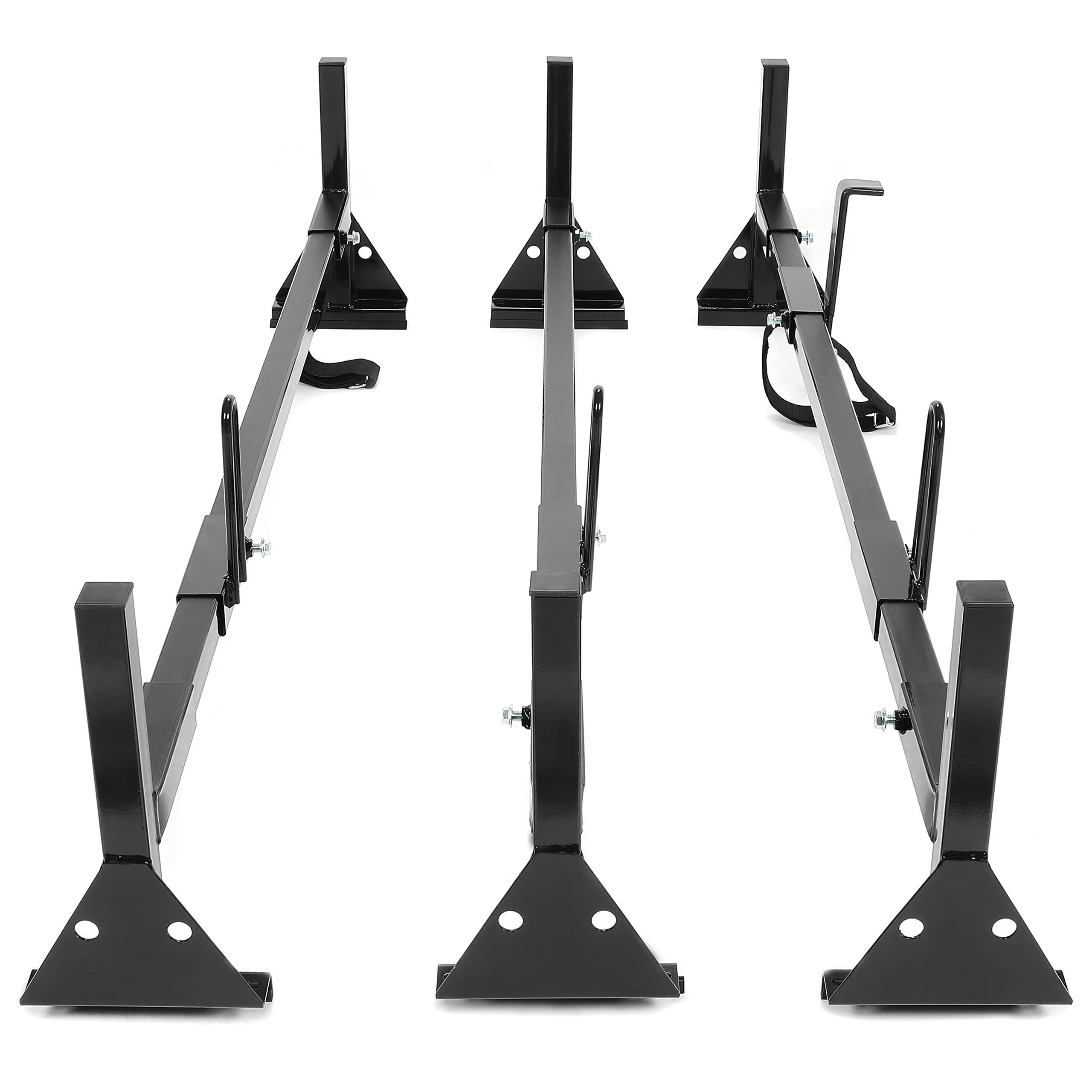Universal Van Ladder Rack Full-Size Roof Rack Steel Cross Members Compatible with Chevrolet Express Ford E-Series GMC Savana 3 Bars