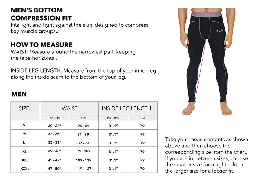 TCA Men's Pro Performance Compression Leggings Thermal Baselayer Tights - Graphite, Small