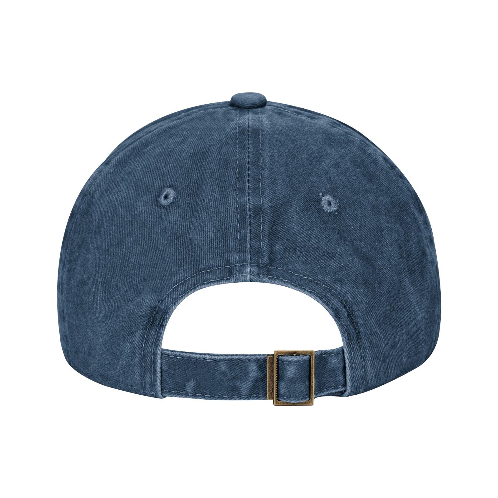 YOHTLENA Navy Bowling Prints Hats for Women Men Denim Cap Retro Sports Baseball Caps Washable