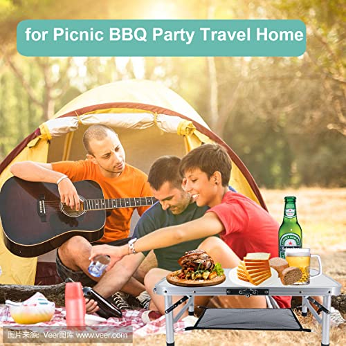 SearQing Portable Folding Table, 3 Adjustable Height Foldable Camping Table with Carrying Bag for Camping Picnic, Beach, RV, Shower, Backyard 24in x 16 in