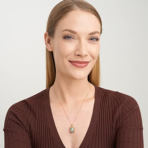 MORGAN & PAIGE 18k Yellow Gold Plated 925 Sterling Silver Genuine Green Jade and Created White Sapphire Elephant Pendant Necklace, 18"