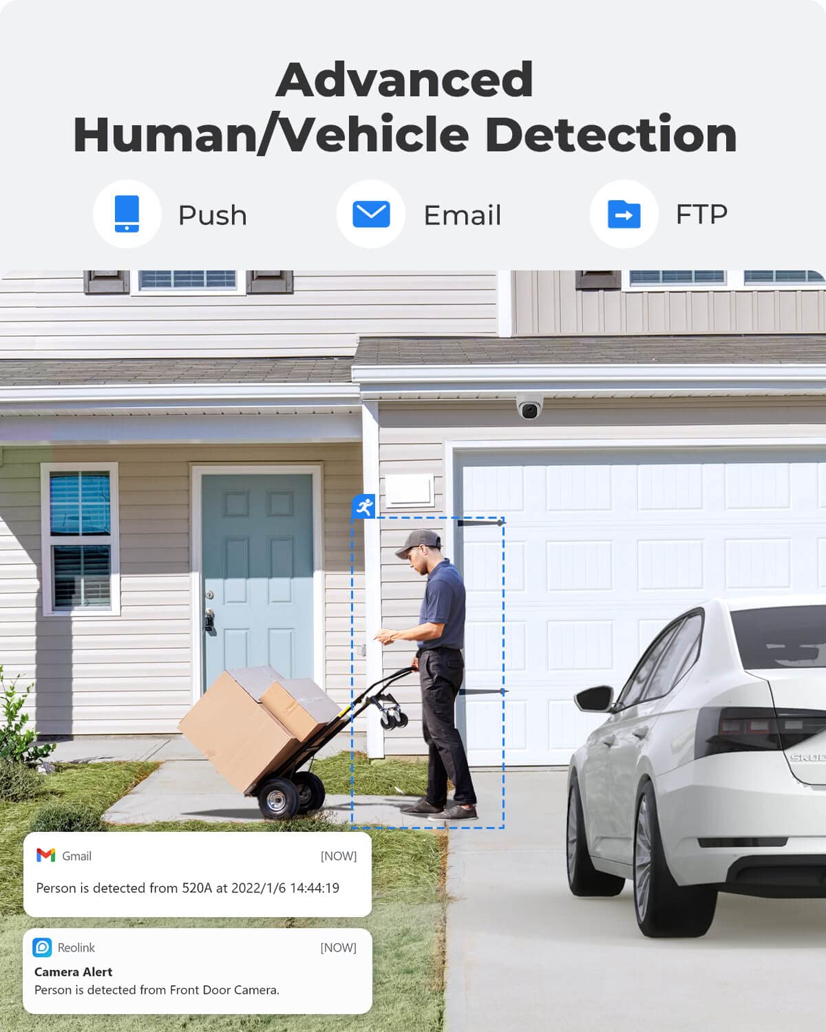 REOLINK Outdoor Security Camera, Home Security Camera System for 5MP PoE IP Surveillance, Human/Vehicle Detection, Work with Smart Home, Time-Lapse, Up to 256GB microSD Card, RLC-520A (Pack of 2)