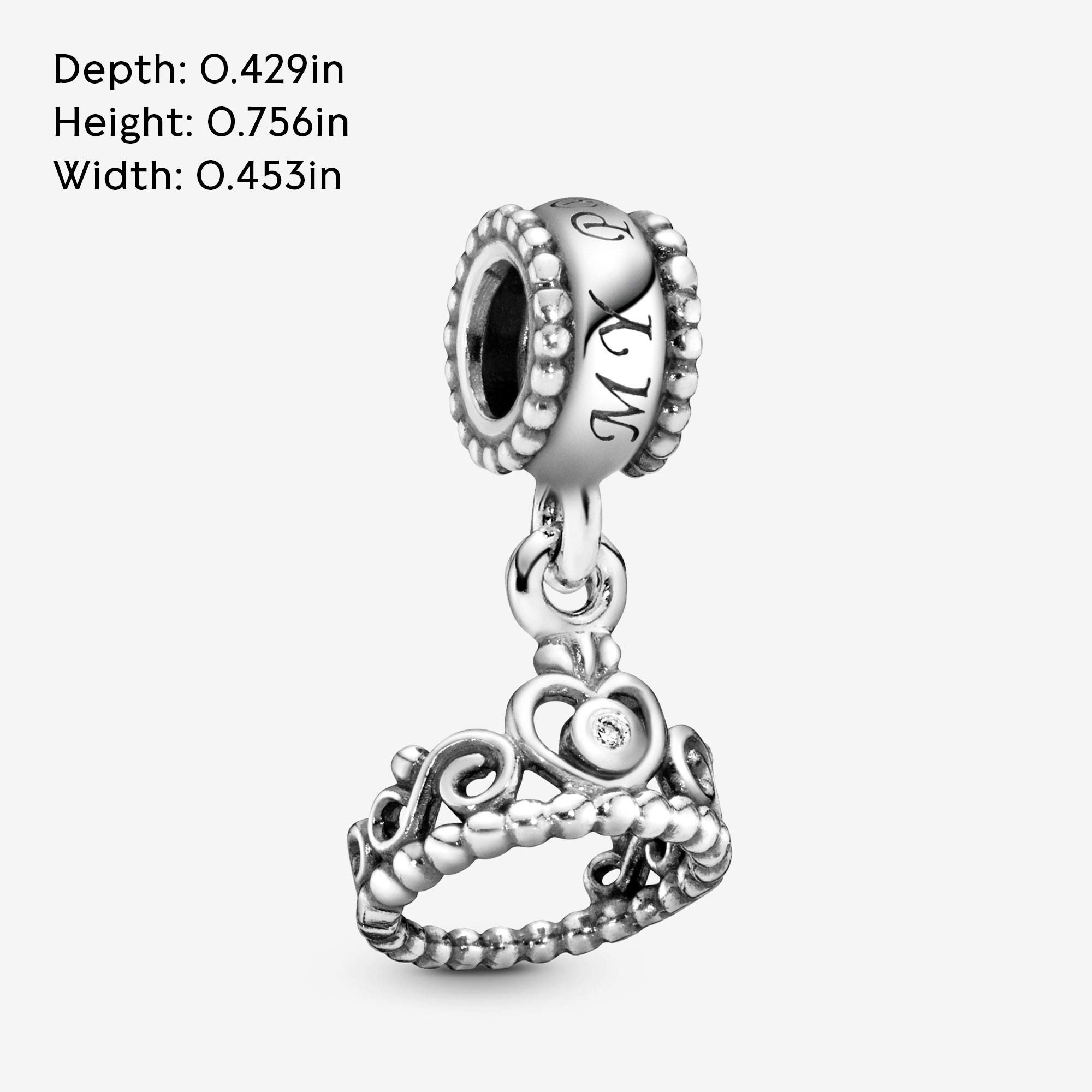 Pandora Jewelry Princess Tiara Crown Dangle Cubic Zirconia Charm in Sterling Silver