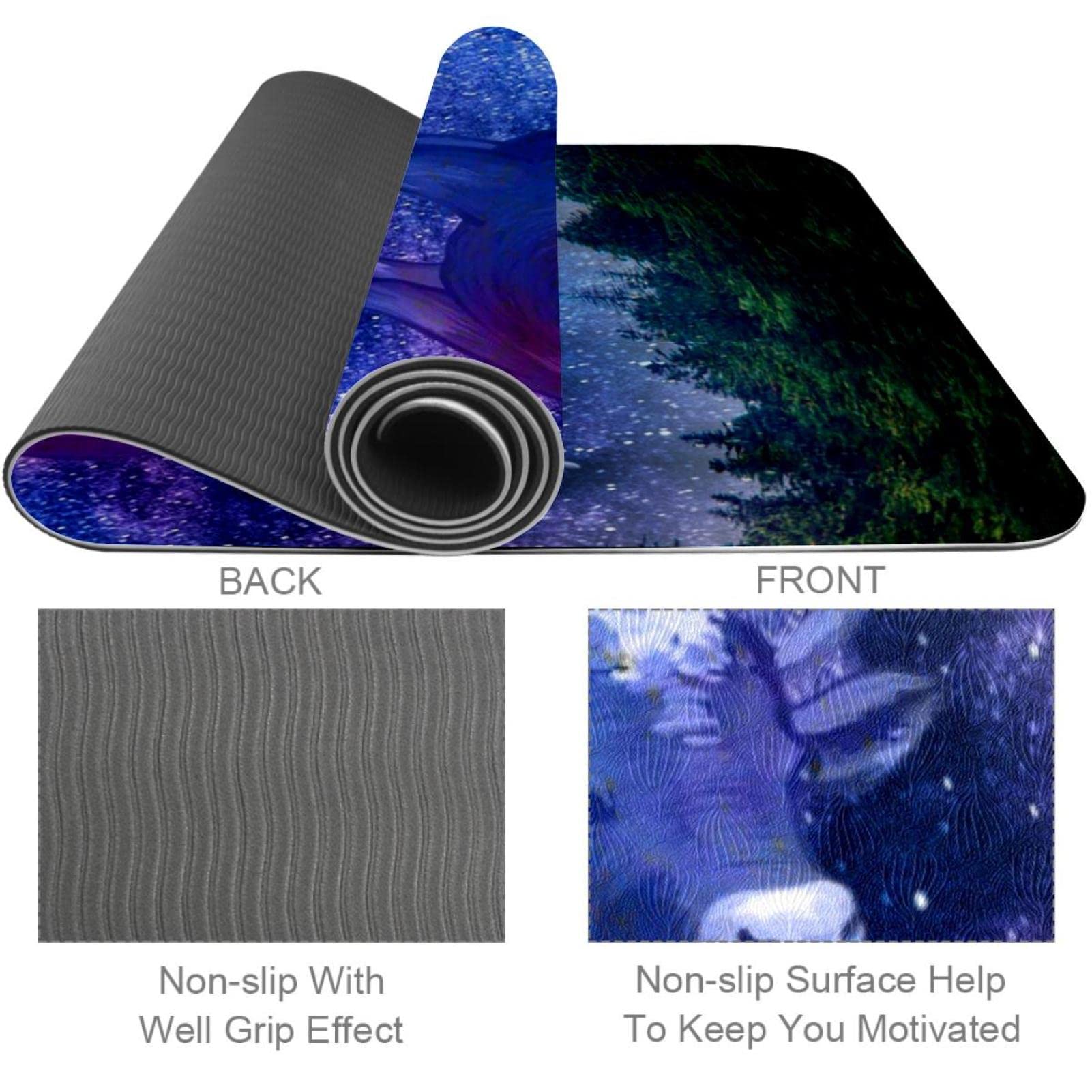 Yoga Mat, Yoga Mats for Home Workout, Workout Mat, Exercise Mats, Pilates Mat, Cow in Wonderland