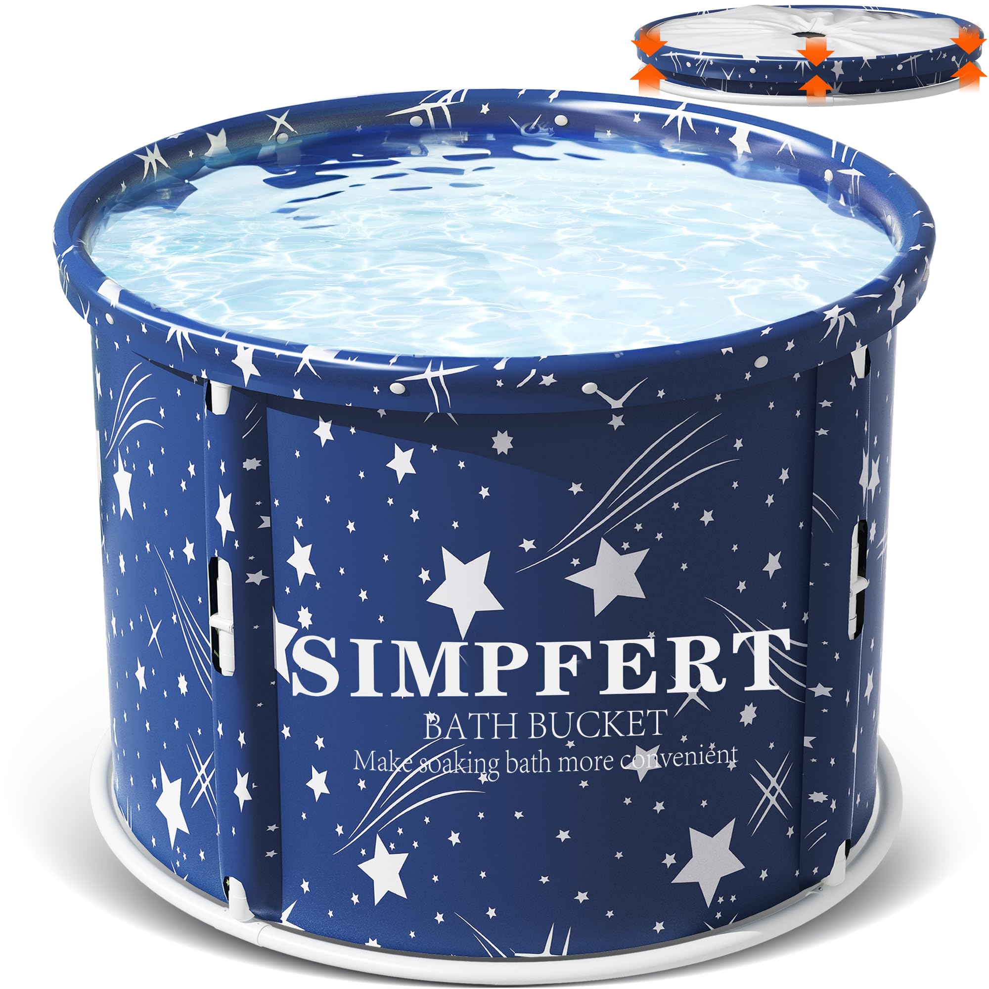 Portable Foldable Bathtub for Adults, Collapsible Ice Bath Tub, Soaking Bathtub for Hot Bath and Ice Bath, Bathroom Freestanding Bathtubs for Shower (Small-70cm*65cm, Starry Blue)