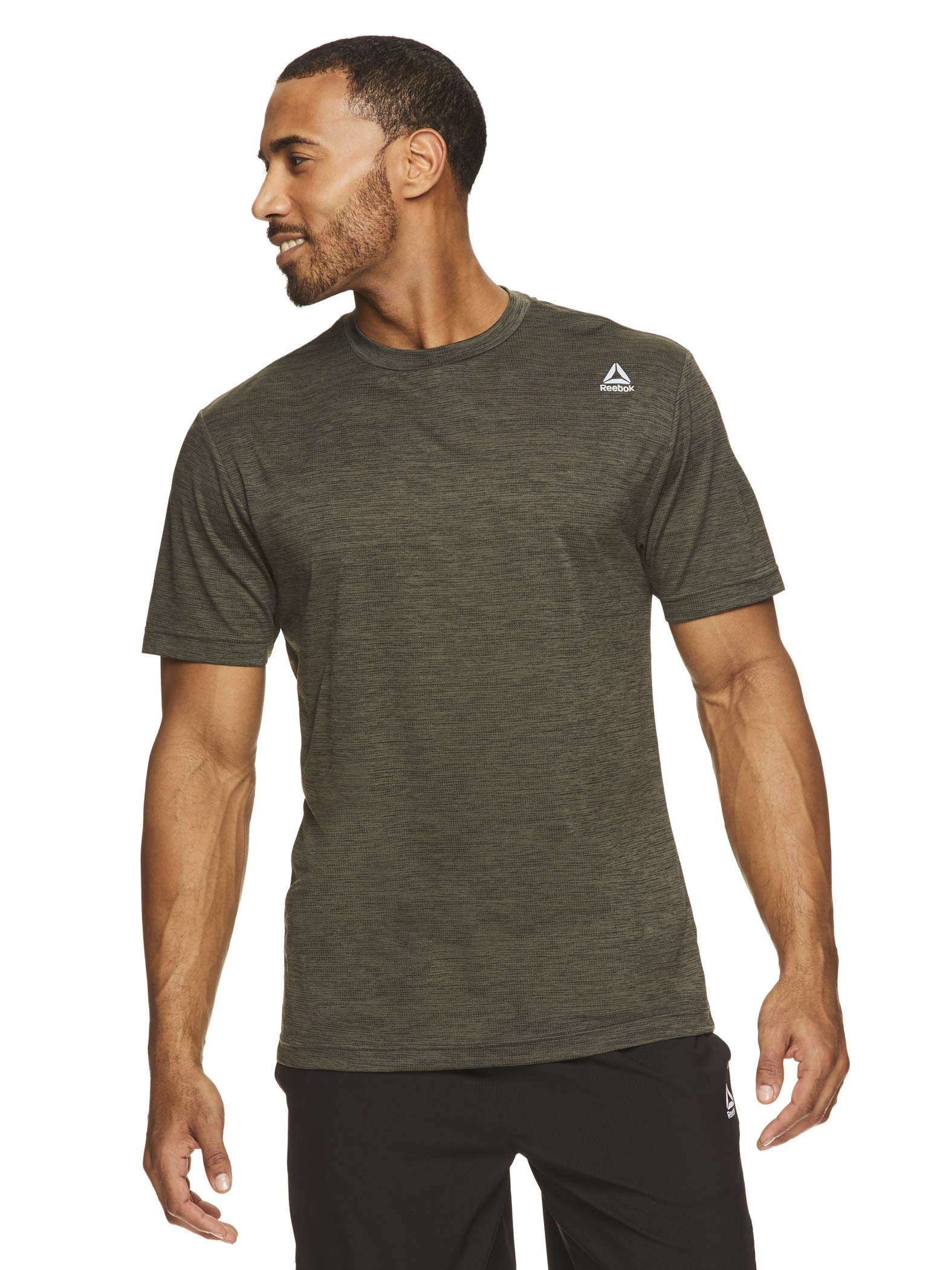 Reebok Men's Supersonic Crewneck Workout T-Shirt Designed with Performance Material - Rosin Heather Sprint, Small