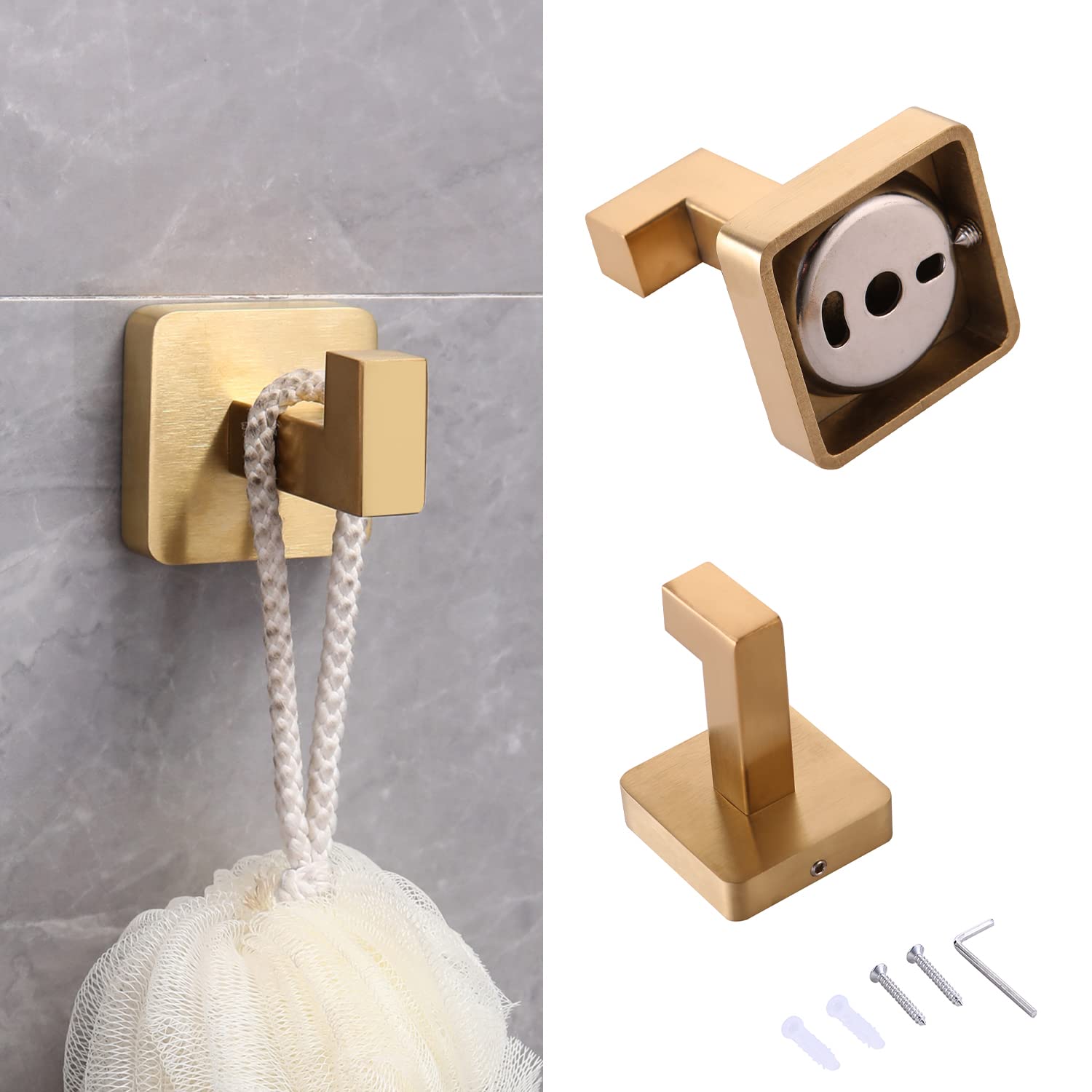 Ntipox 4 Pieces Brusehd Gold Bathroom Hardware Accessories Set,Stainless Steel Square 24" Hand Towel Bar Set Gold, Towel Rack Set Gold, Wall Mounted