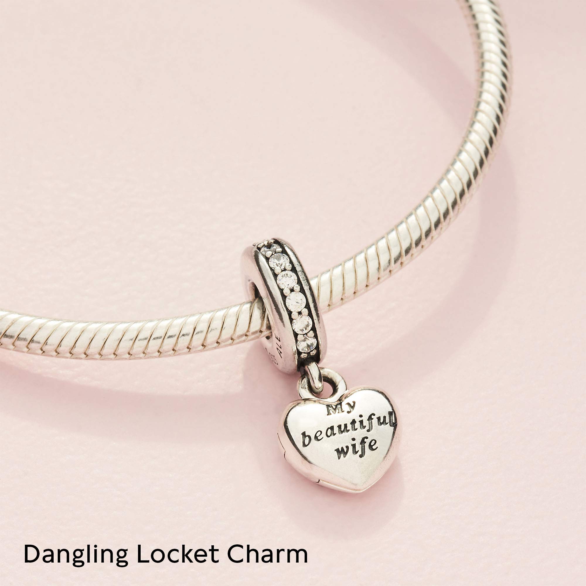 Pandora Jewelry My Beautiful Wife Dangle Cubic Zirconia Charm in Sterling Silver, No Box