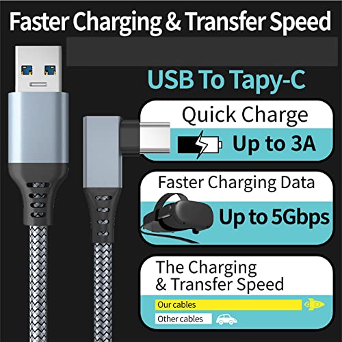 USB3.0 To USB Type C 5m/16FT 90 Degree Cable With 5Gbps Fast Data Transfer USB C Charging Cable For Oculus Quest 1/2, Gaming PC