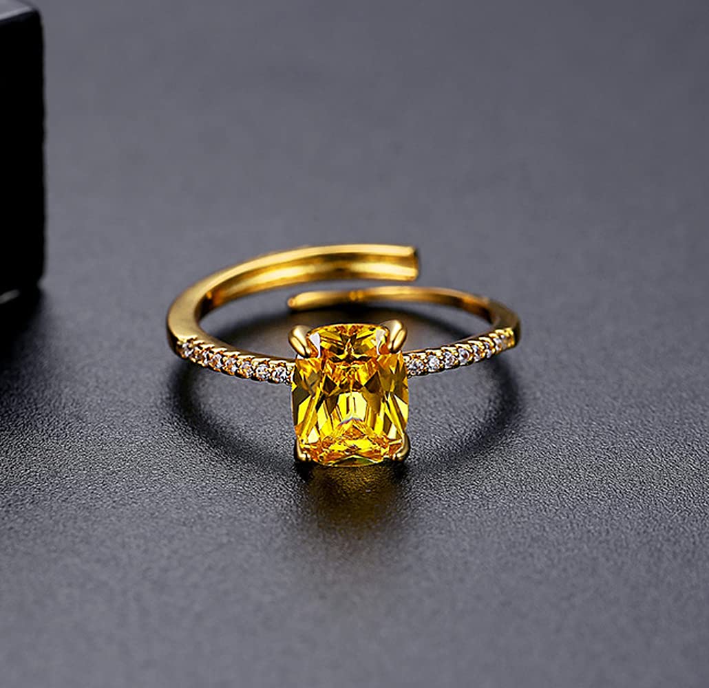 Velamnia Band Ring for Women Blue/Green/Yellow Cubic Zirconia Adjustable Engagement Wedding Statement Rings Eternity Ring (Blue)