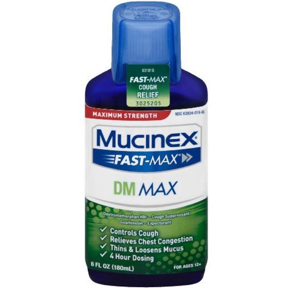 Mucinex Fast-Max Maximum Strength DM MAX, Symptom Relief, Cough Suppressant, Expectorant, 6 FL OZ (Pack of 3)