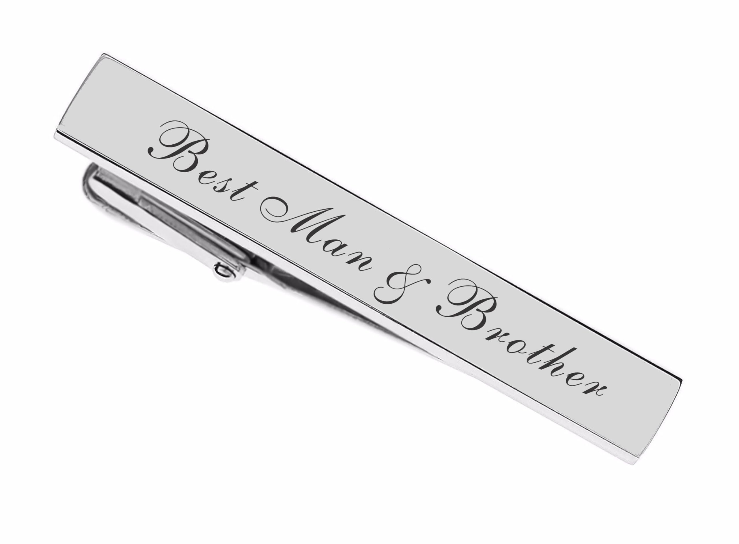 Personalized Hand Polished Silver Stainless Steel Tie Clip Custom Engraved Free - Ships from USA