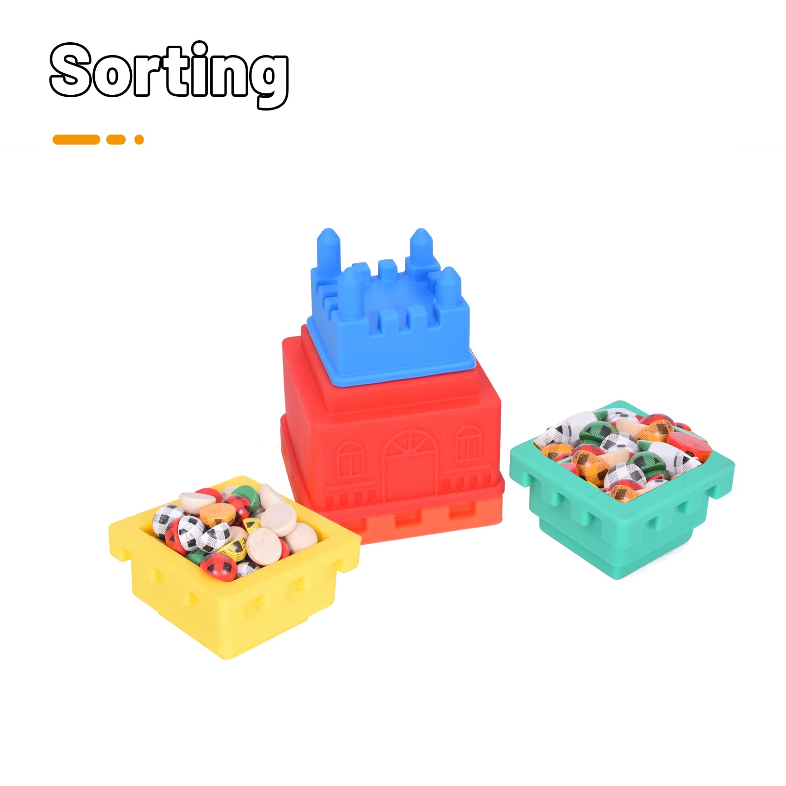 Yhopee Silicone Stacking Cups, Baby Stacking Castle Toy, Silicone Stacking Toy for Toddlers 1-3, Montessori Stacking and Nesting Toy for Babies, Baby Bath Toys, 5 Layers
