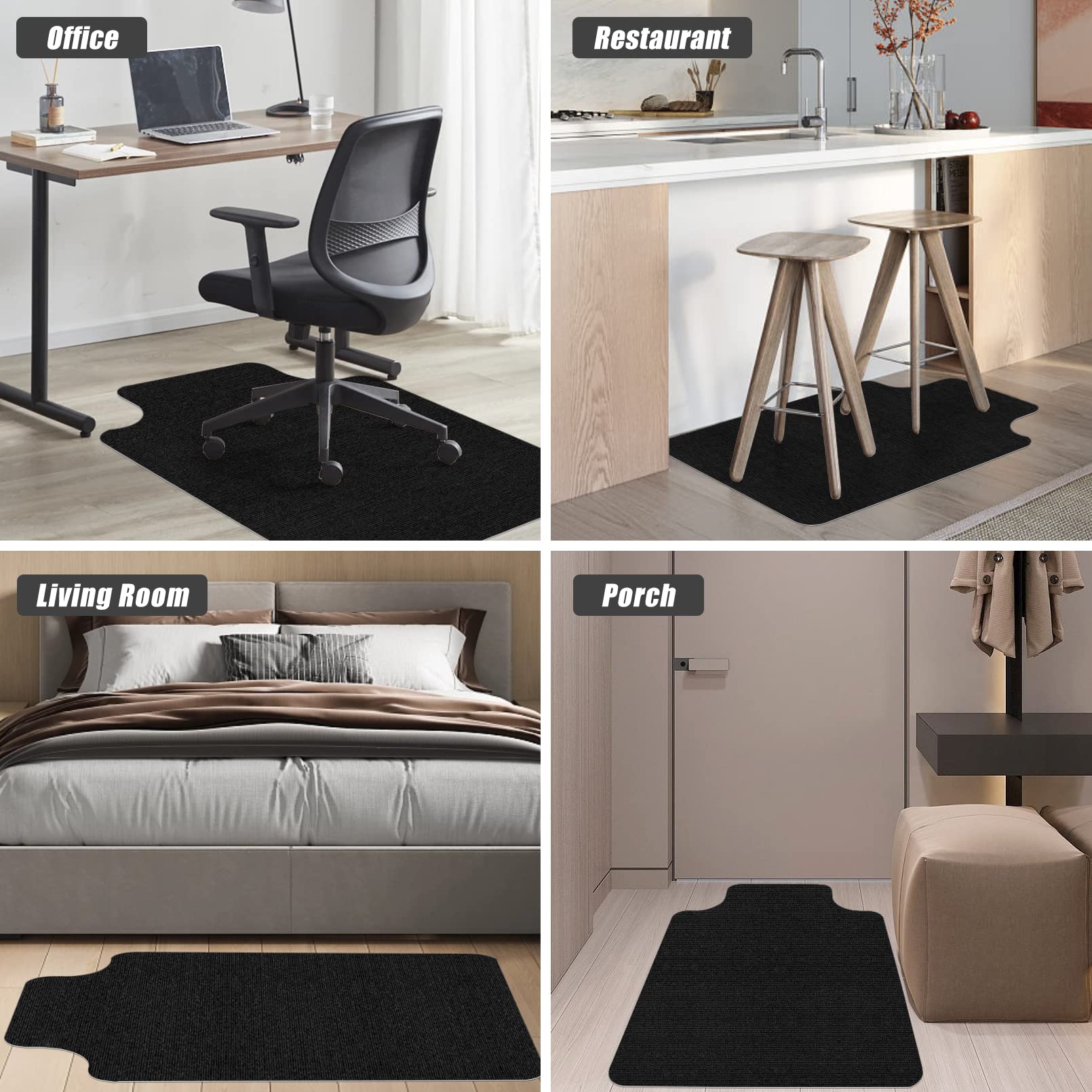 Office Chair Mat, 48"x36" Desk Chair Mat for Home Office Hardwood Floor, Upgraded Version - Computer Gaming Rolling Chair Mat, Multi-Purpose Low-Pile Floor Protector(Black)