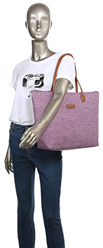 NNEE Water Repellent Light Weight Nylon Polyester Tote Bag Handbag - Medium, MS Purple