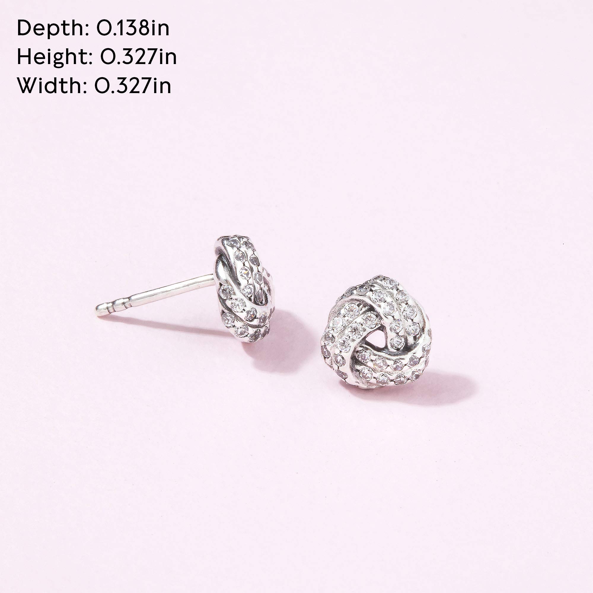 Pandora Jewelry Shimmering Knot Stud Cubic Zirconia Earrings in Sterling Silver