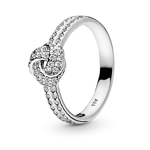 Pandora Jewelry Shimmering Knot Cubic Zirconia Ring in Sterling Silver, Size 7.5