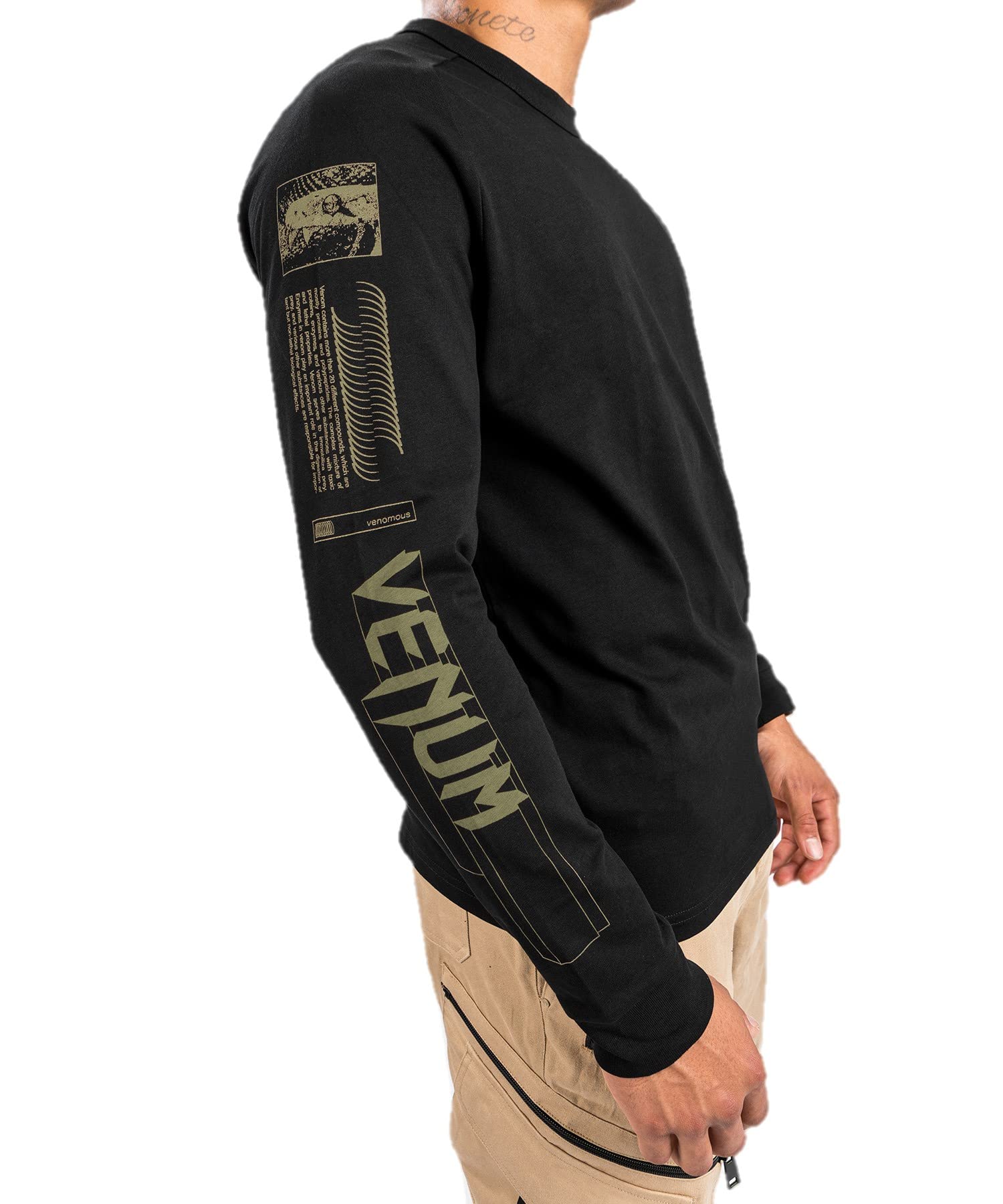 Venum Men's Standard Fangs T-Shirt-Long Sleeves, Black, Large