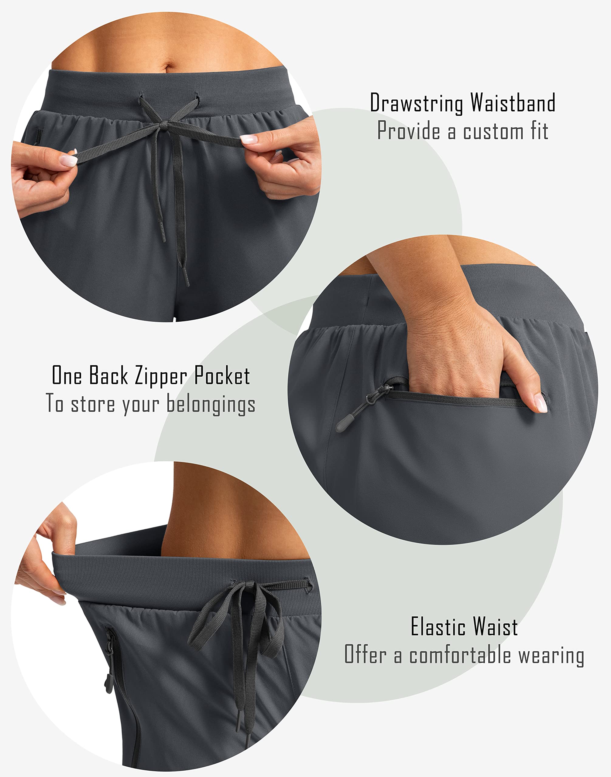 Soothfeel Women's 9" Hiking Cargo Shorts with 5 Pockets Quick Dry Summer Athletic Golf Bermuda Long Shorts for Women Casual (Deep Grey, 3XL)