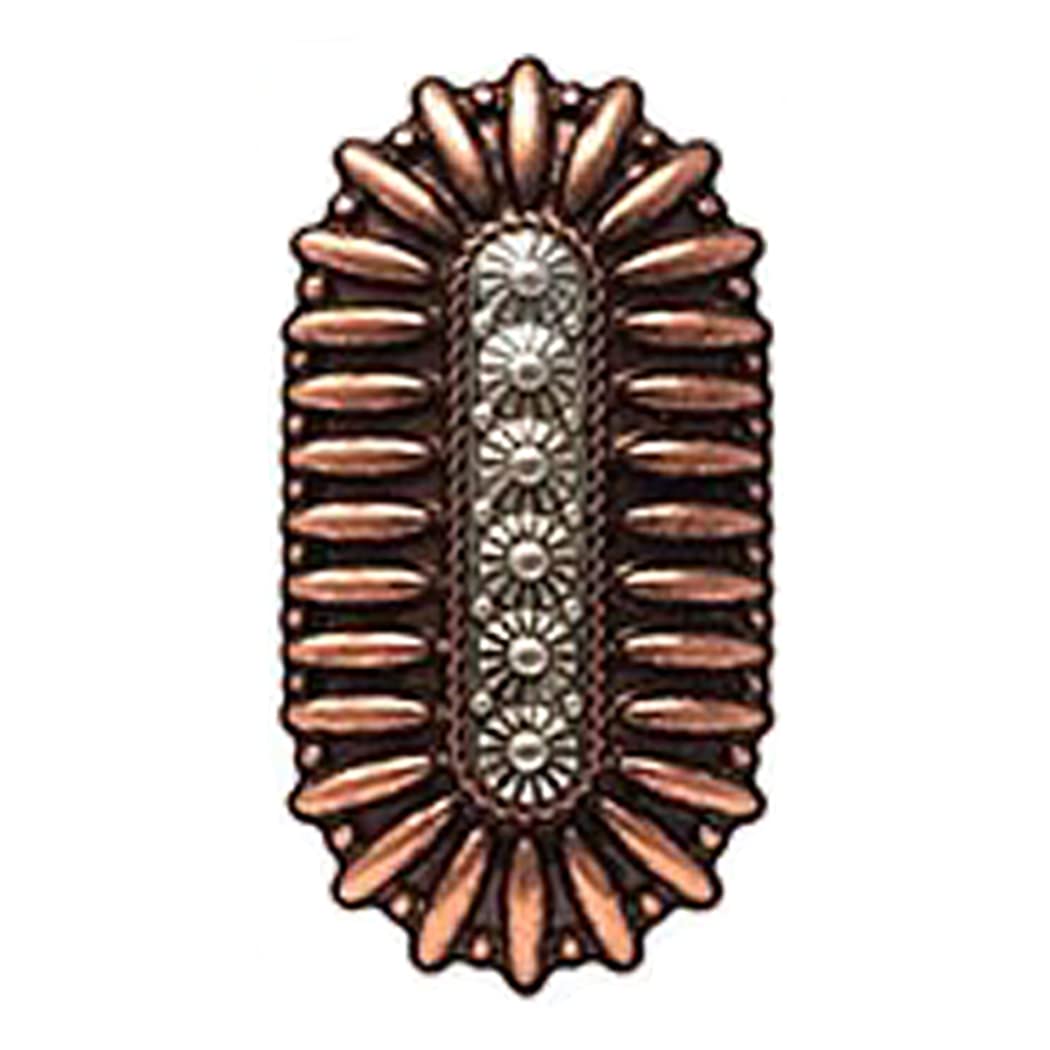 Rosemarie & Jubalee Women's Western Style Statement Chunky Adjustable Band Cowgirl Chic Cocktail Ring (Oval Copper With Silver Tone, 2.5")