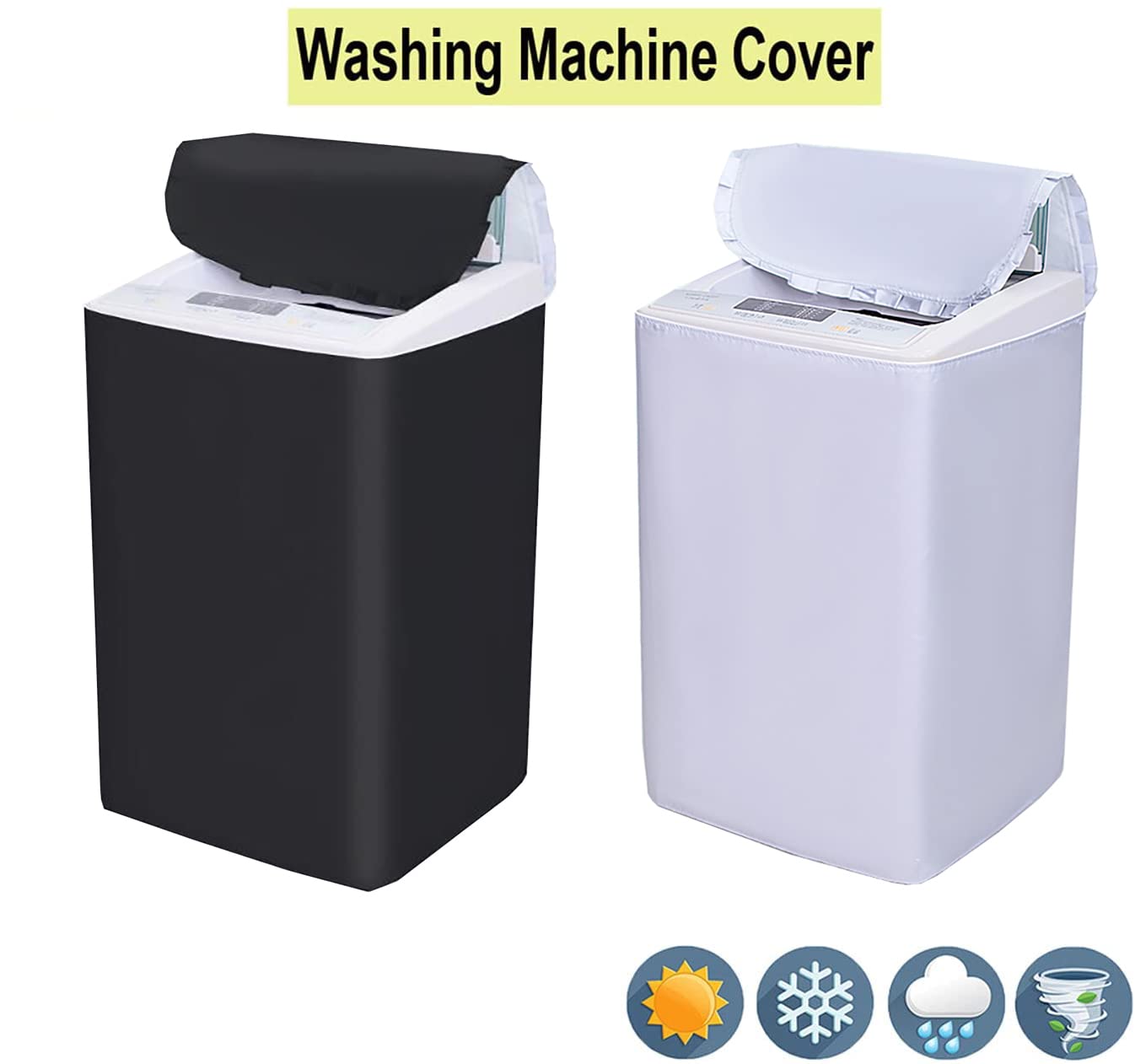 Portable Washing Machine Cover,Top Load Washer Dryer Cover, Washing Appliance Protector(Black) (XL-W23D26H37)