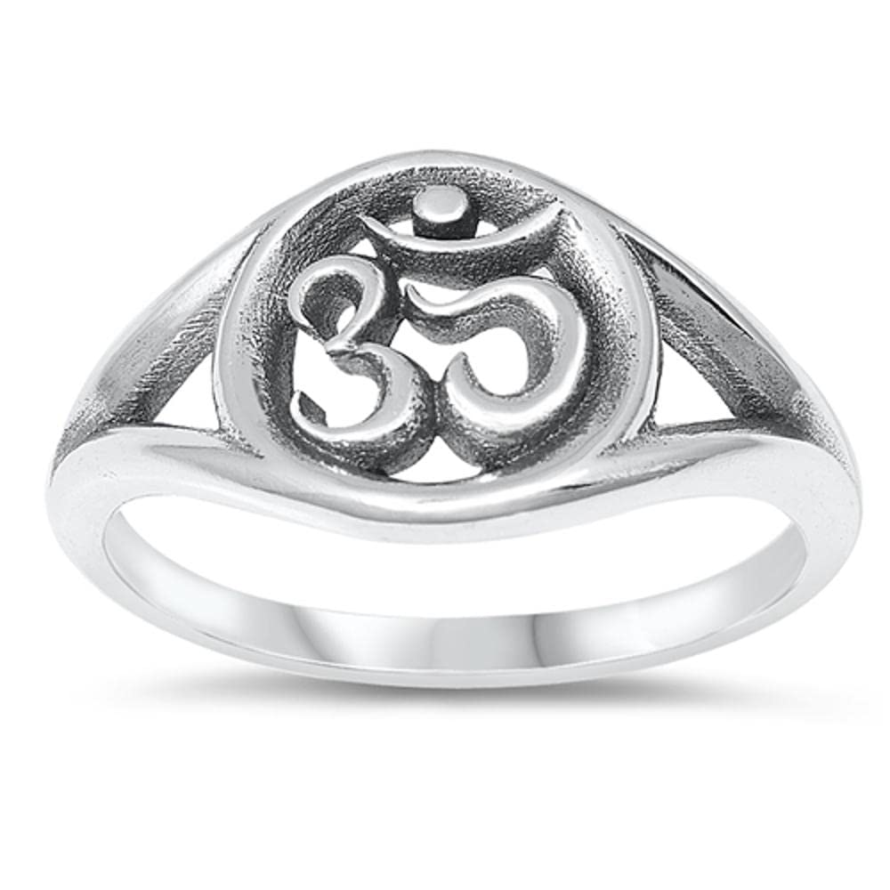 Oxidized Ohm Ring New .925 Sterling Silver Bali Style Band Size 7