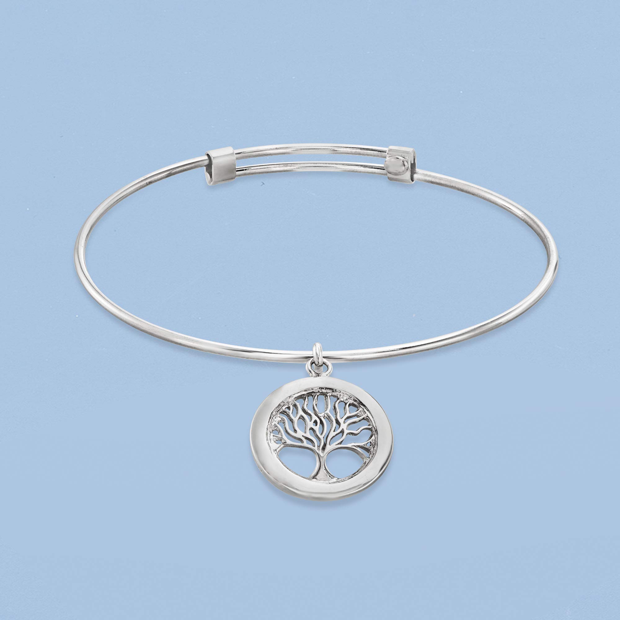 Ross-Simons Italian Sterling Silver Tree Of Life Adjustable Bangle Bracelet