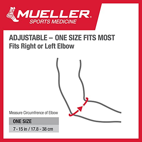 MUELLER Sports Medicine Adjustable Elbow Support for Tennis & Golfer's Elbow, Support and Relive Strain for Men & Women, One Size
