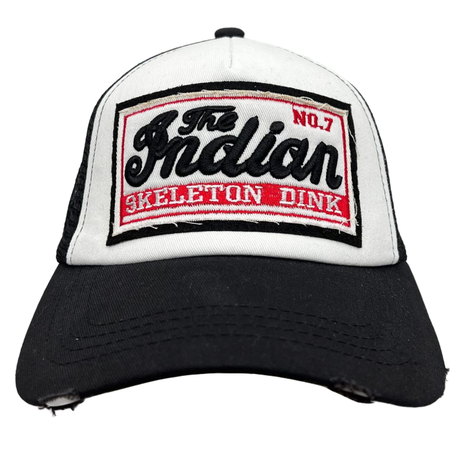 The Indian Skeleton Dink Cotton Baseball Mesh Cap, Distressed Vintage Dad Hat Adjustable Snapback Trucker Hats for Men Women Black