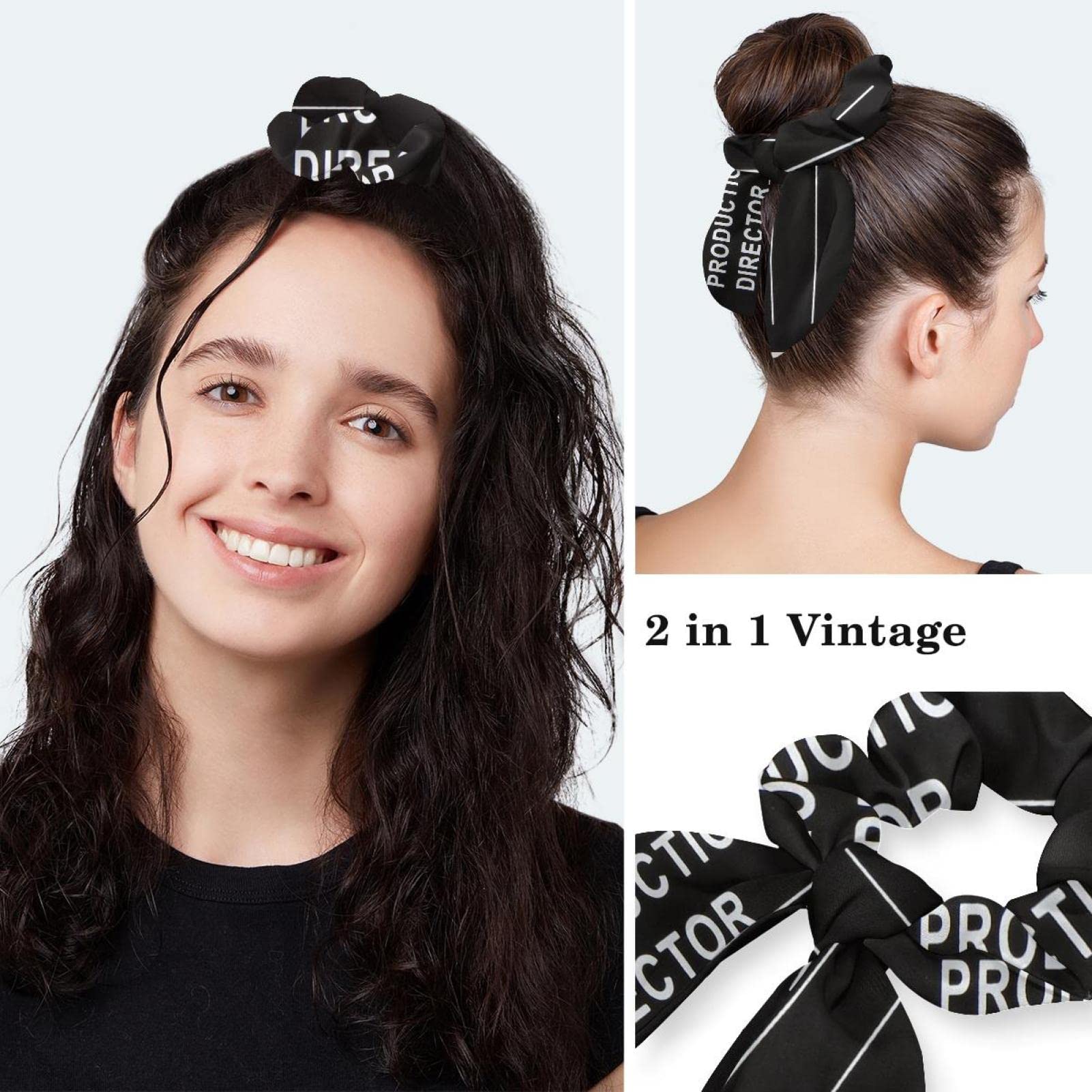 Nurse Scrub Caps Long Hair,Movie Cinema Lapper Board Adjustable Working Cap with Buttons and Bow Hair Scrunchie
