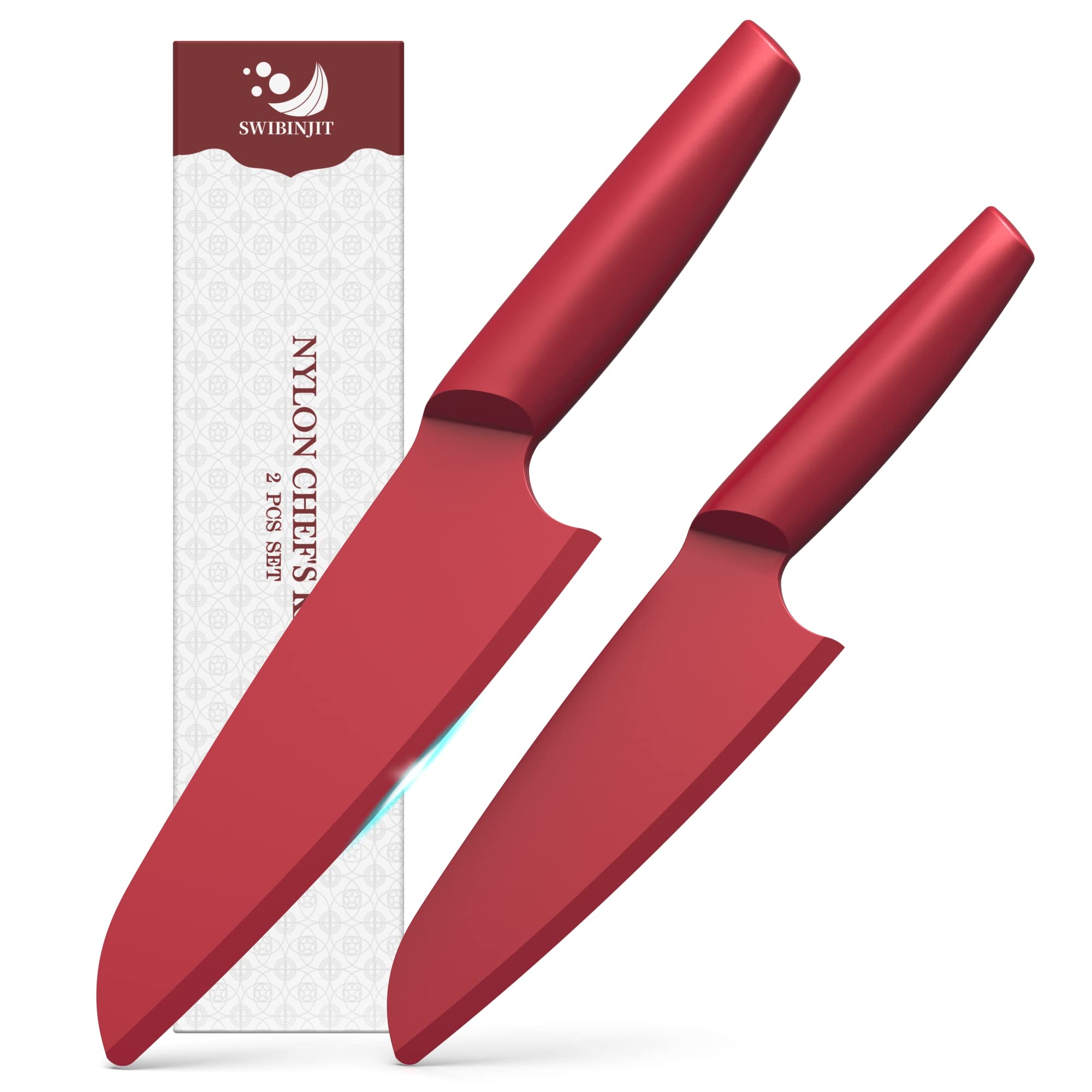 SWIBINJIT Nylon Knife | Plastic Knife Safe for Kids | 2 Piece set 11â and 9â | Nylon Knife Set for Cutting Fruits, Veggies and Bread | kids Nylon Knife for Nonstick Pans